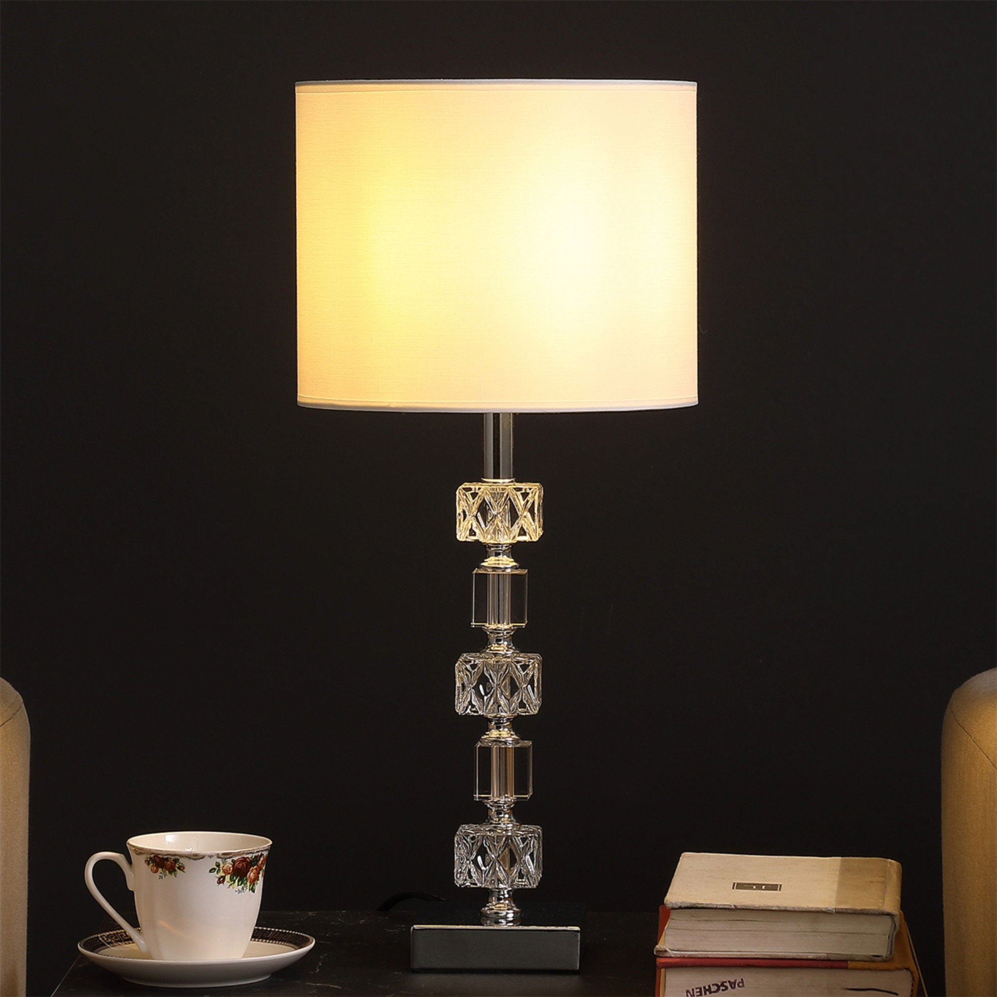 Mercer41 19.75" In Jules Solid Prism Crystal Cubes Orb Table Lamp | Wayfair